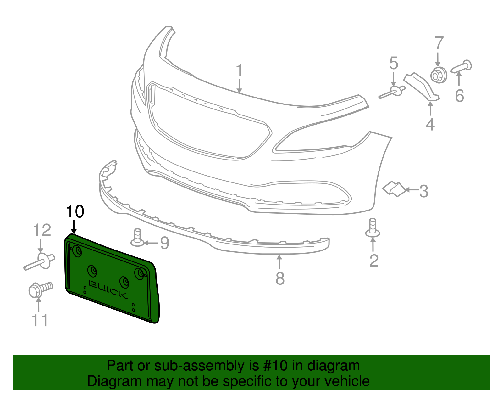 2017-2019 Buick LaCrosse Front License Plate Bracket 22976463 GM ...