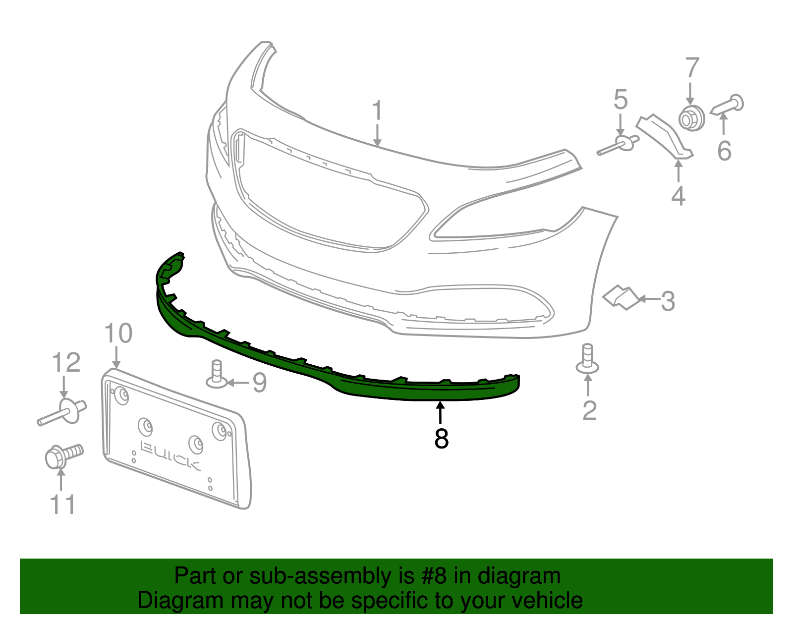 2017-2019 Buick LaCrosse Front Bumper Fascia Center Air Deflector ...