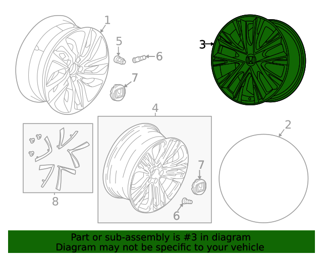 2019-2022 Honda 19" Accessory Alloy Wheel 08W19-TVA-100A | Genuine ...