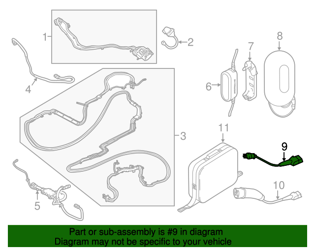 2014-2016 Porsche Panamera Battery Charging Cable Connector 970-611-359 ...