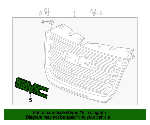 2016-2021 GMC Front Grille GMC Logo 23456058 GM | GMPartsDirect.com