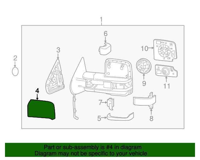 2016-2019 GM Passenger Side Rearview Mirror Housing Upper Cover ...