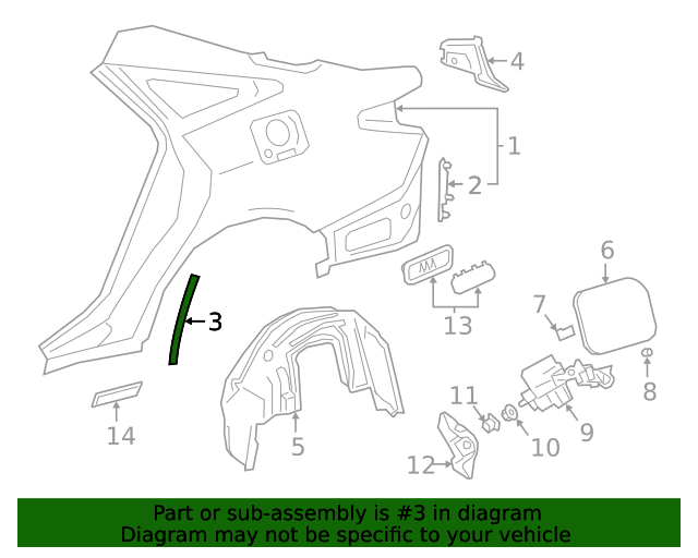 58747-07020 - Quarter Panel Protector - 2019-2022 Toyota Avalon | OEM ...