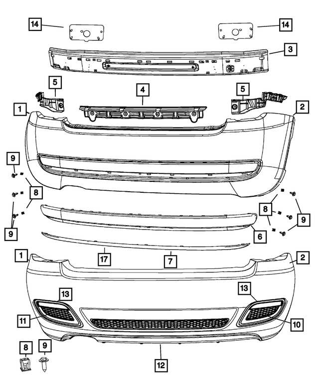 2012-2017 Fiat 500 Rear Fascia 68104144AC | My Mopar Parts