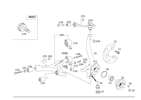 Steering Knuckle and Wheel Hub for 2006 Mercedes-Benz R350 | MB Parts ...
