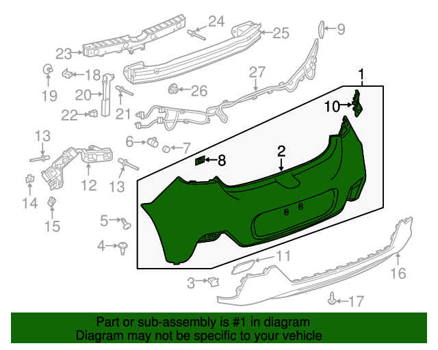 2017-2019 Chevrolet Cruze Rear Bumper Cover 39092405 GM | GMPartsDirect.com