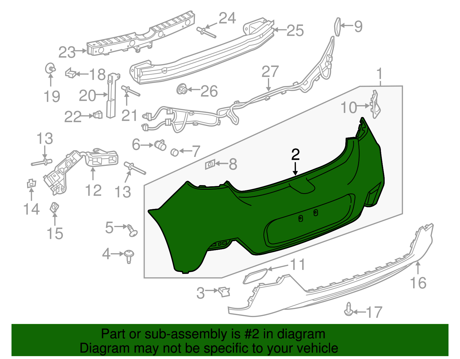 2017-2019 Chevrolet Cruze Rear Bumper Cover 39092065 | Awesome Parts