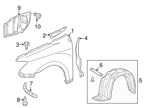 53851-21020 - Pad Front Wheel Openin - 2011-2016 Scion tC | OEM Genuine ...