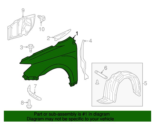 53802-21140 - Fender Sub Assembly Front - 2011-2016 Scion tC | OEM ...