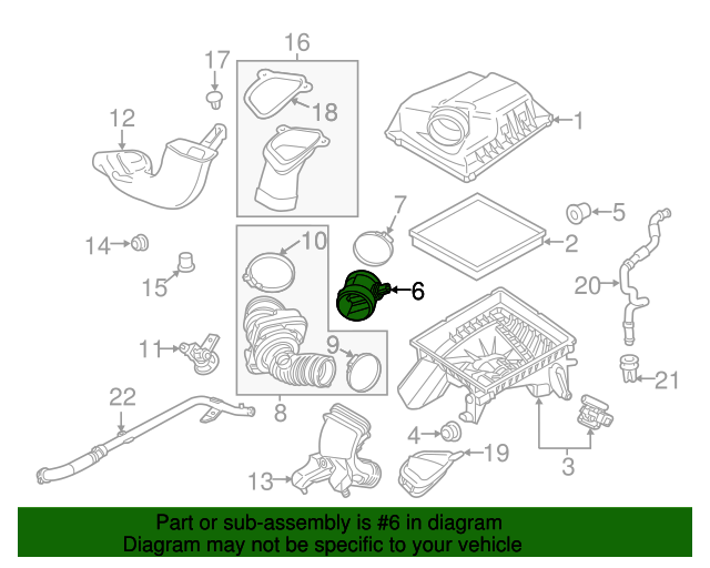 2014-2015 Chevrolet Cruze Mass Airflow Sensor 22821558 GM ...