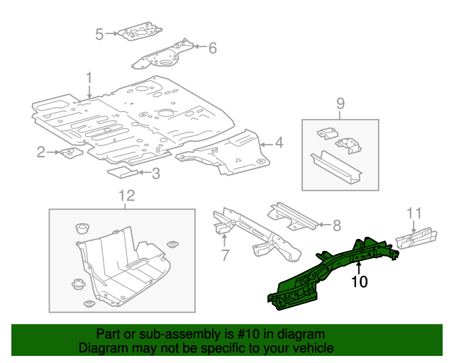 2014-2019 Toyota Highlander Side Member 57042-0E030 | Toyota Parts