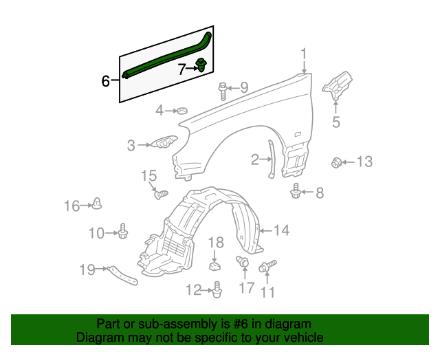 2001-2005 Lexus IS300 Fender Seal 53388-53010 | OEM Parts Online