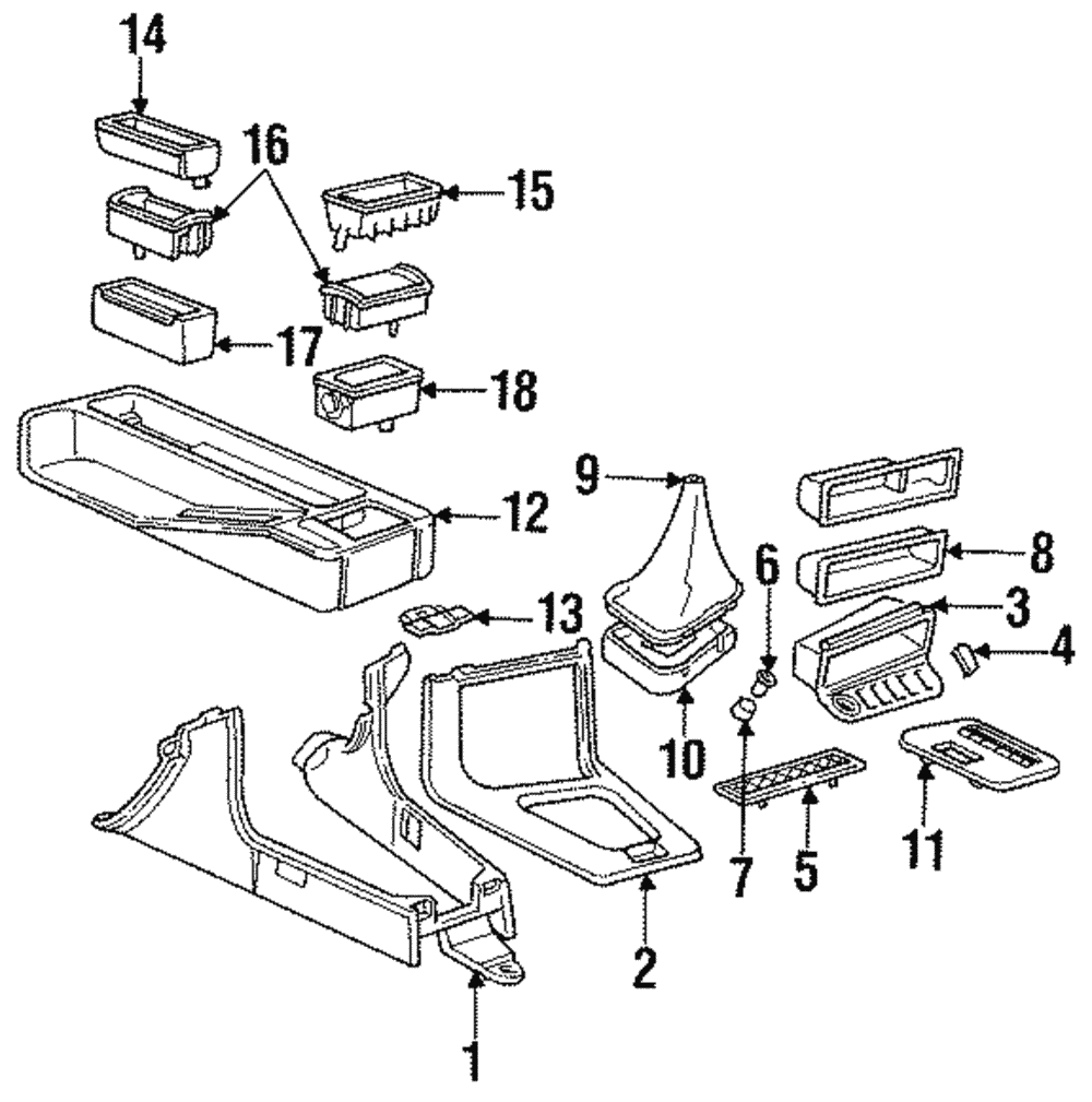 Genuine Front Console for 1992-1999 BMW | OEM Part# 51-16-8-167-395 ...