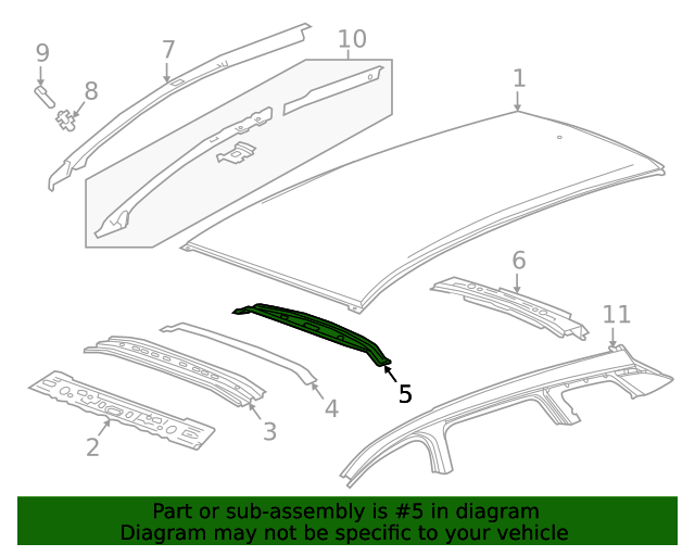13465213 - Roof Panel Number 4 Bow 2018-2020 Buick Regal TourX ...
