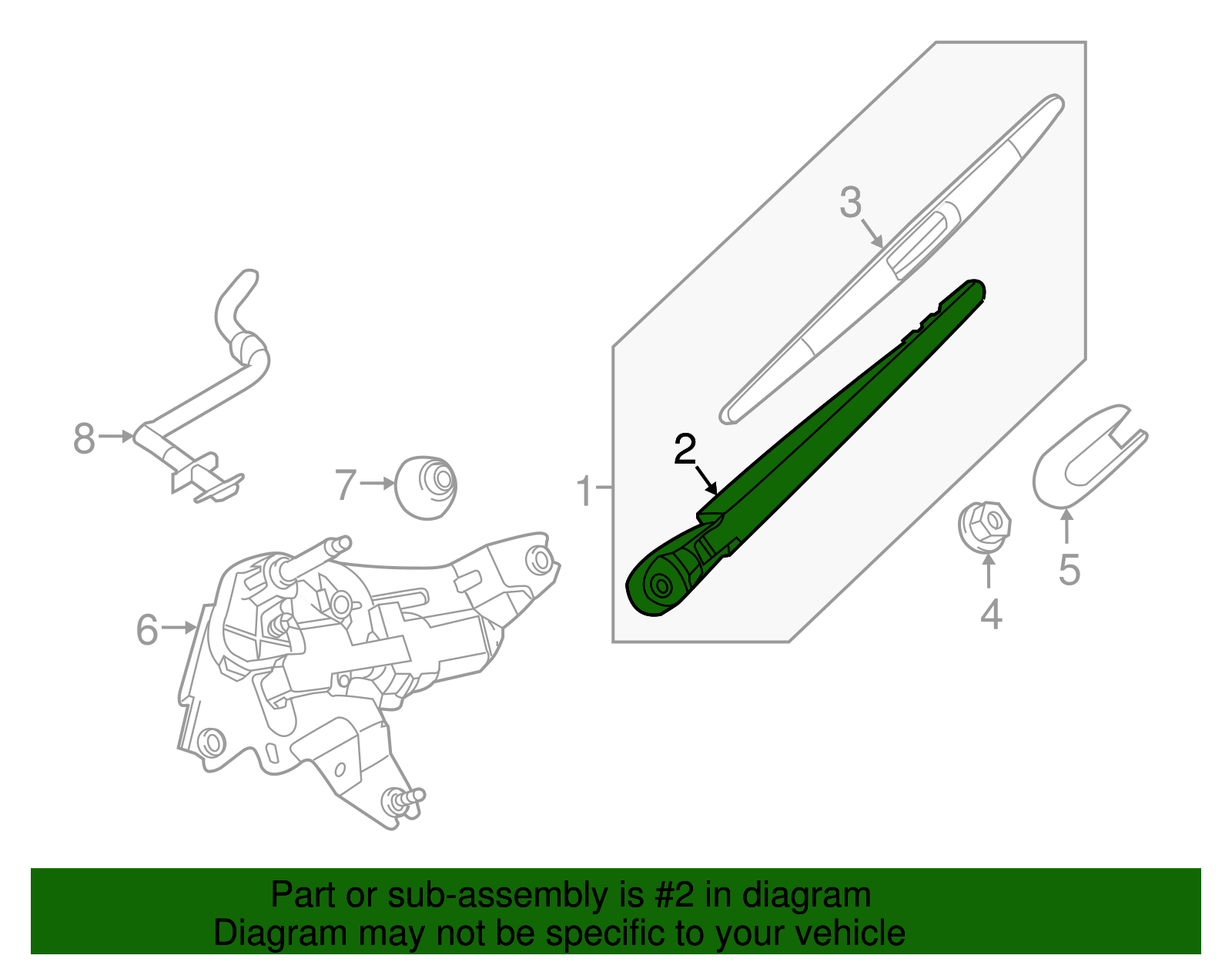 2015-2024 Nissan Murano Back Glass Wiper Arm 28781-5AA0A | Nissan RVA