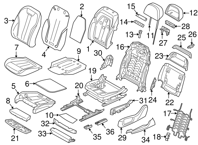 2016-2022 BMW Cover, Comfort backrest, perf. lthr, RT 52-10-7-412-740 ...
