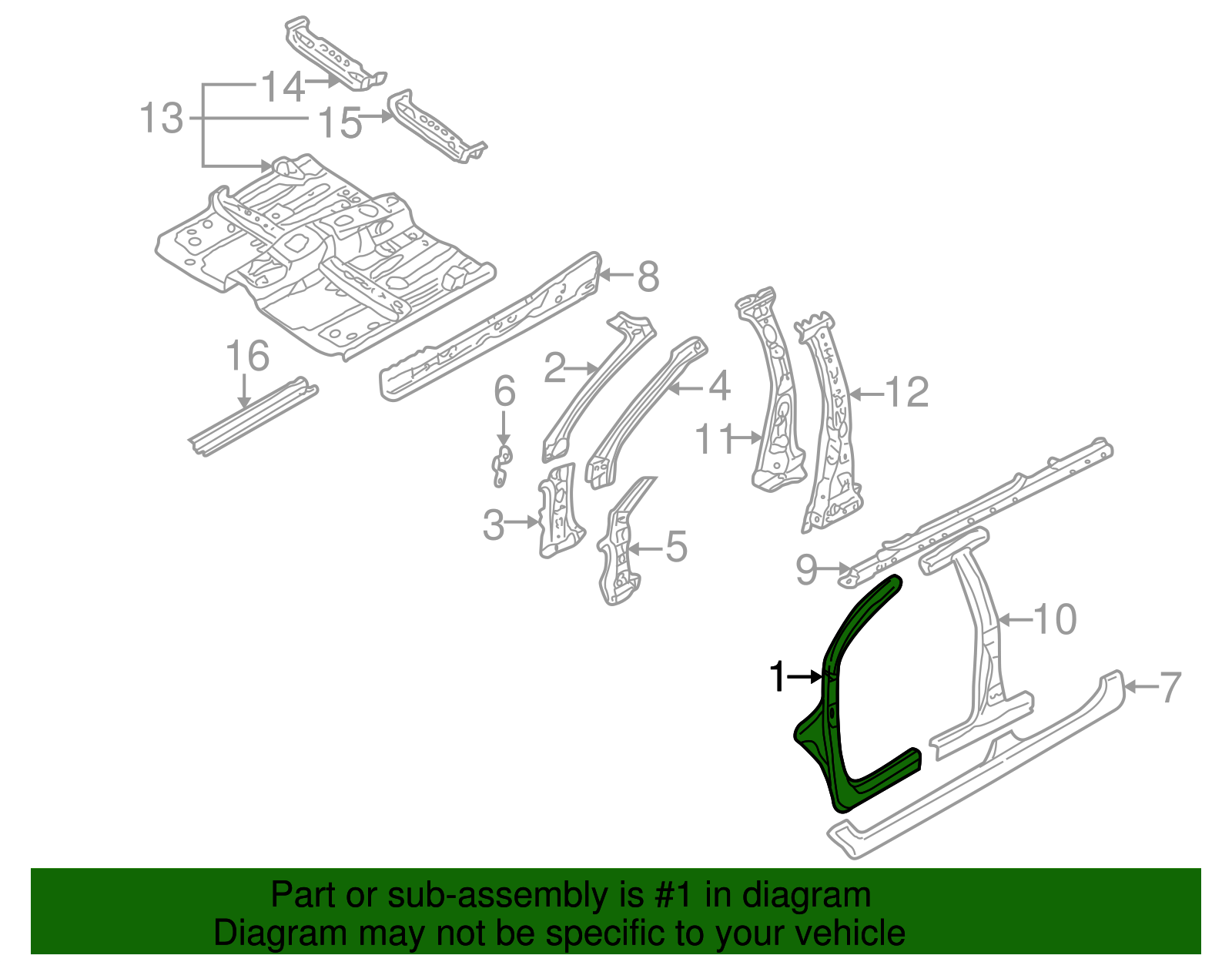 1999-2003 Mazda Protege Outer Pillar - Passenger Side (RH) BJYJ-70-221 ...