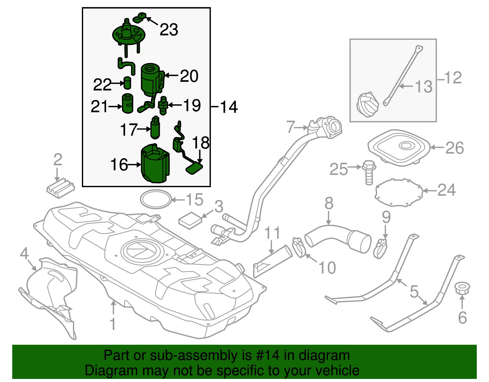 Genuine OEM Fuel Pump Assembly Part# 31110-1R500 Fits 2012-2015 Hyundai ...