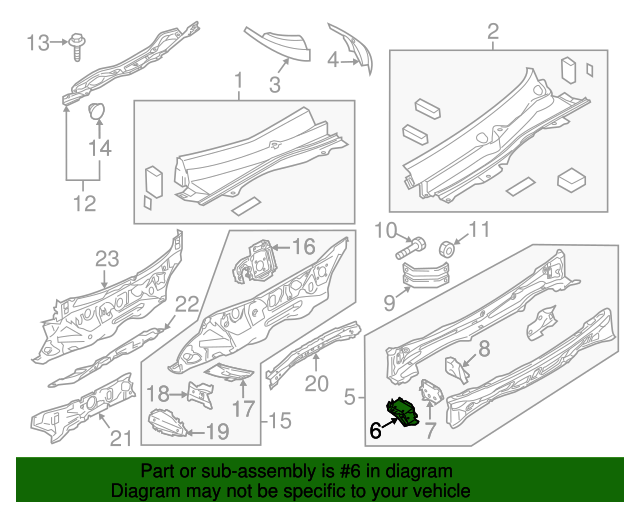 2011-2014 Mazda 2 Cowl Top Panel Side Bracket - Driver's Side (LH) DF71 ...