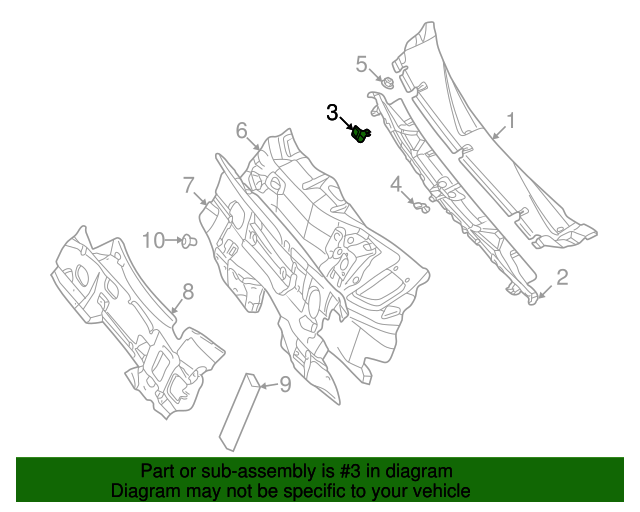 004-994-41-45 - Cowl Grille Panel Clip 1998-2005 Mercedes-Benz ...