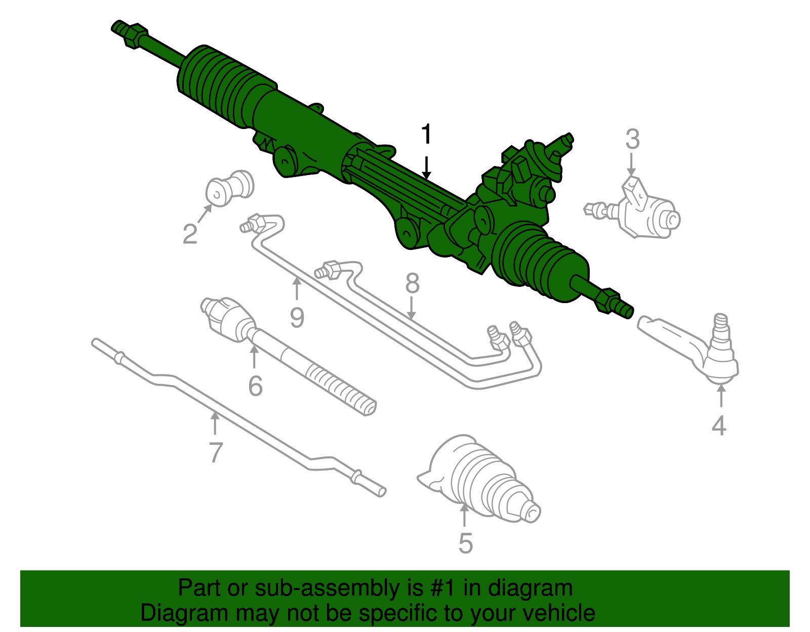 1W6Z-3504-AARM - Steering Gear 2002 Ford Thunderbird | Big 3 Auto Parts