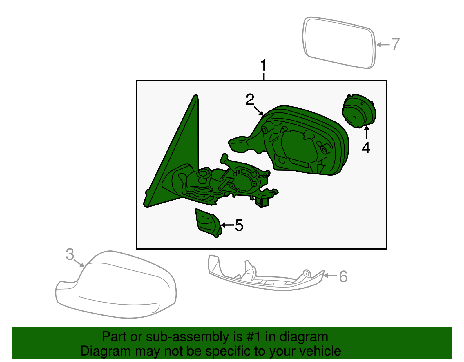 2011-2014 BMW X3 Front Right Passenger's Auto Dimming Mirror Assembly ...