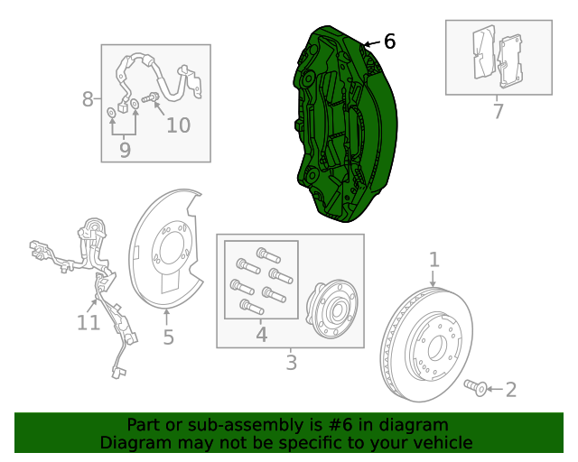 2021 GM Front Passenger Side Disc Brake Caliper without Pads and ...
