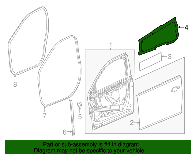 2013-2024 GM Side Door Insulator 22868995 GM | GMPartsDirect.com