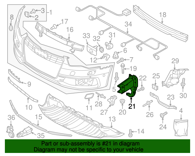 4G0-807-134-E - Bumper Impact Bar Bracket 2012-2018 Audi ...