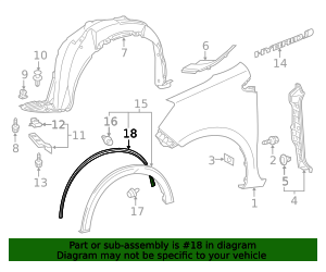 76925-52280 - Wheel Opening Molding Protector 2018-2019 Toyota Prius C ...
