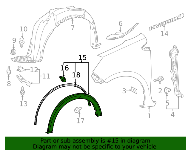 2018-2019 Toyota Prius C Wheel Opening Molding 75601-52010 | Toyota ...