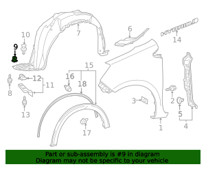 Genuine Toyota Fender Liner Grommet part# 90189-06230 for 2007-2019 ...