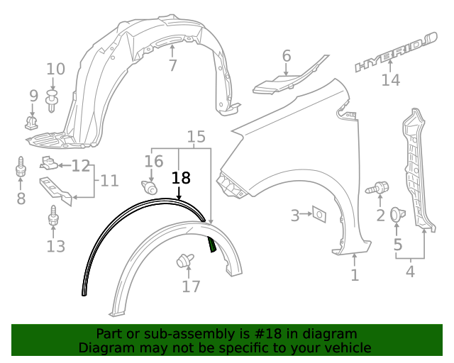 76925-52280 - Wheel Opening Molding Protector - 2018-2019 Toyota Prius ...