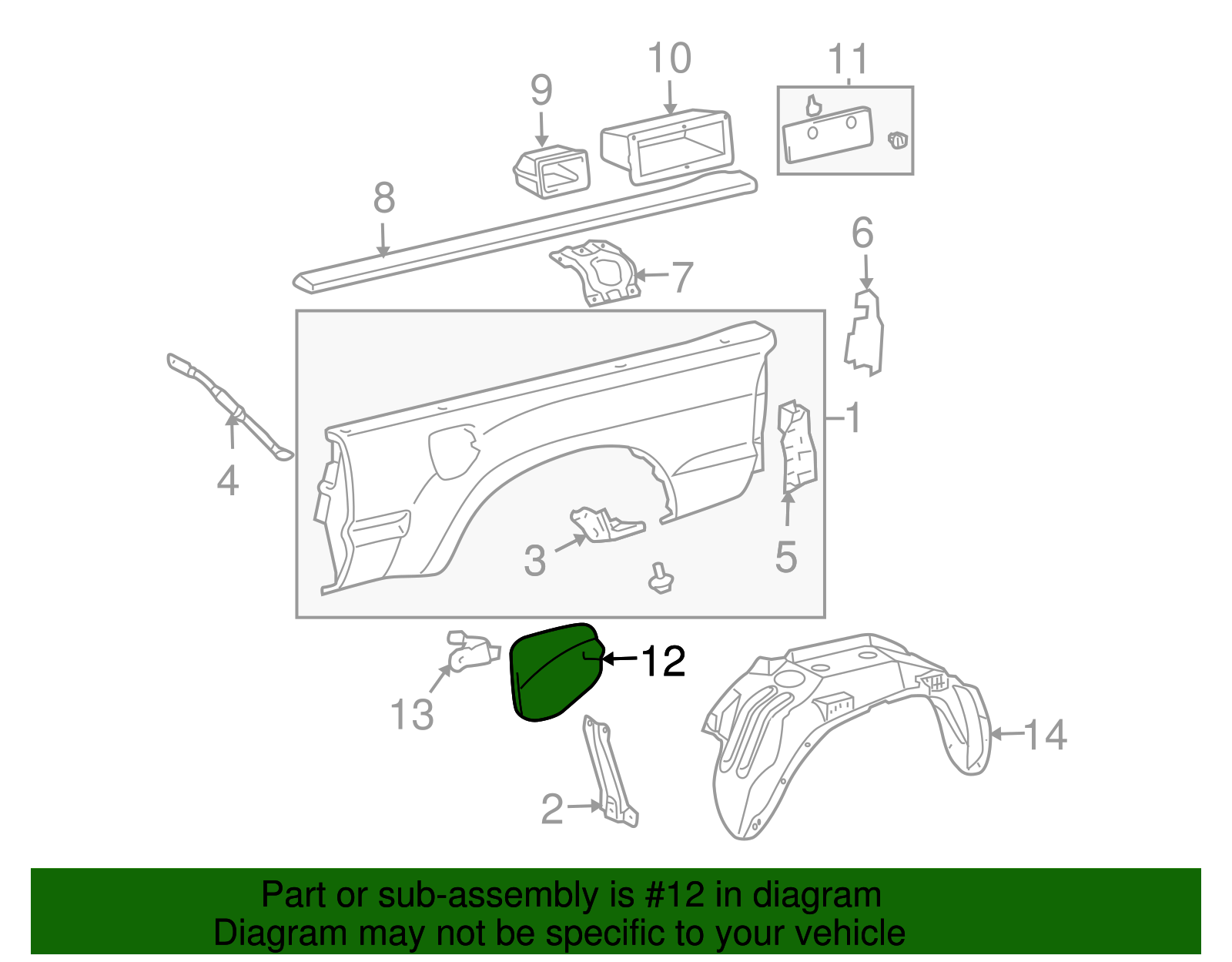 OEM 2005-2015 Toyota Tacoma Fuel Filler Door 77305-04905 | LaGrange ...