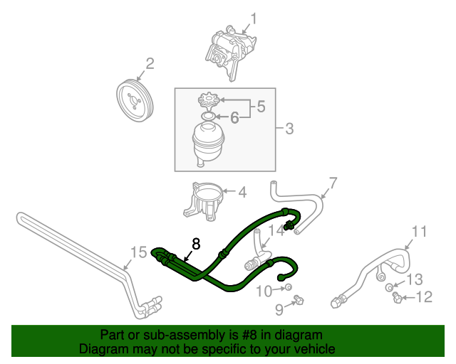 32416764725 - 1999-2003 BMW Power Steering Pressure Hose (32-41-6-764 ...