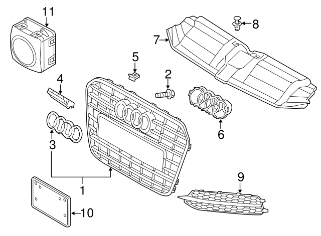 4G0-807-285-J-T94 - License Plate Bracket 2012-2015 Audi ...