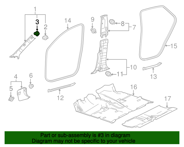 62217-52120 - Windshield Pillar Trim Retainer 2013-2021 Lexus | Longo ...