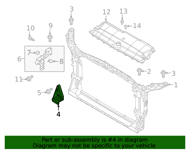 4K0-805-201-A - Radiator Support Bracket 2019-2024 Audi ...