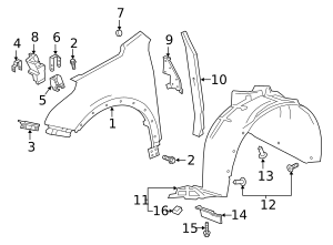 2018-2023 GM Passenger Side Front Fender Front Bracket 23233989 ...