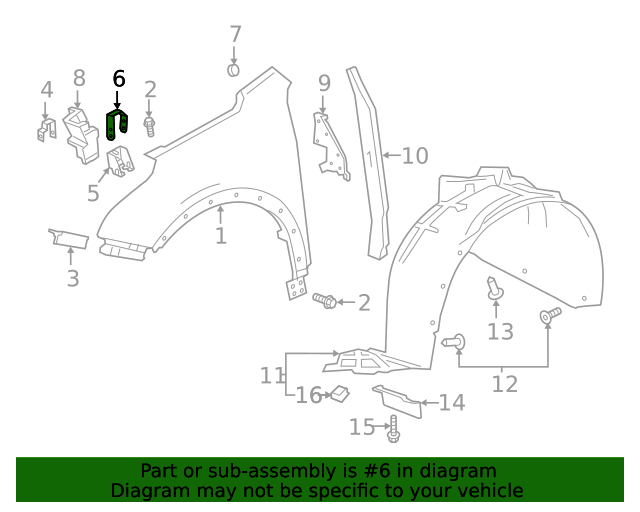 2019-2023 Cadillac XT4 Body Side Front Fender Upper Rear Bracket ...