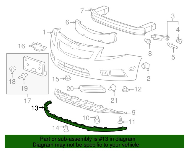 2011-2016 Chevrolet Front Bumper Fascia Air Deflector 94525915 GM ...
