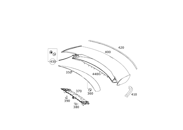 2011-2012 Mercedes-Benz SLS AMG® Rear Spoiler Attachment 197-790-05-88 ...