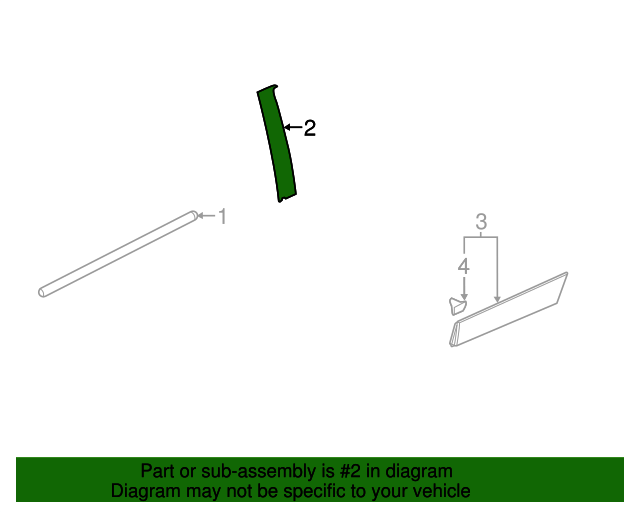 2013-2022 GM Passenger Side Rear Door Window Frame Front Applique Tape ...