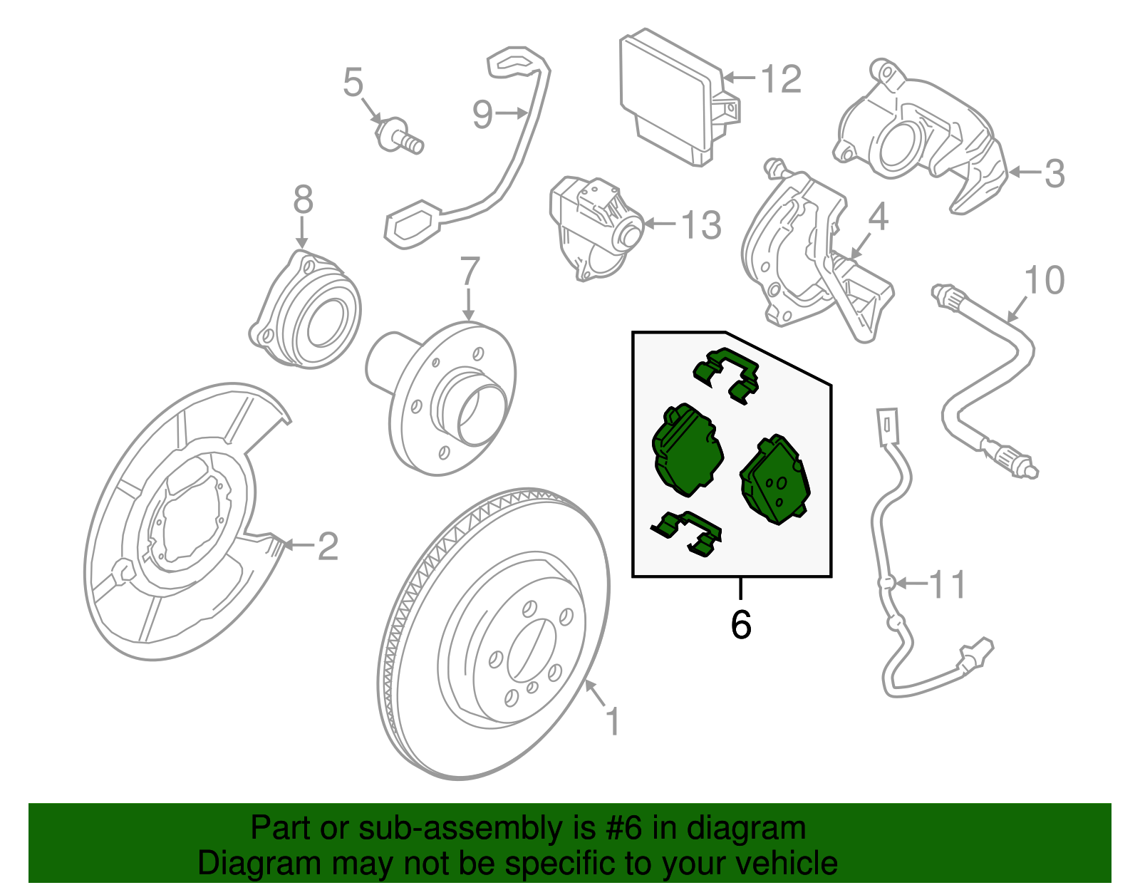 34218847061 - 2011-2019 BMW Disc Brake Pad Set Rear (34-21-8-847-061 ...