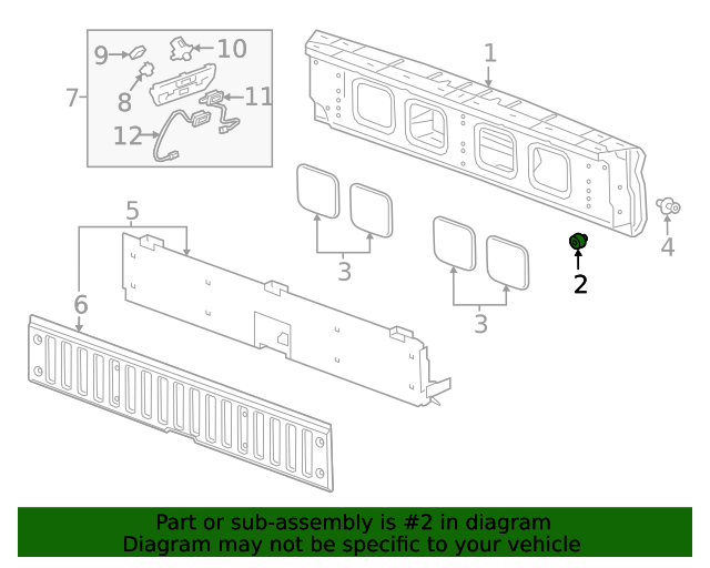 2019-2022 GM Pickup Box Auxiliary Tailgate Bumper 84377026 ...