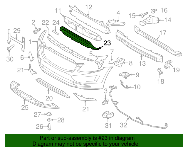 2014-2017 Volvo XC60 Bumper Bar - Front - Silver 31359368 | TascaParts.com