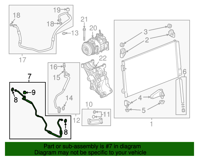 2015-2016 GM Air Conditioning Compressor Hose 23199182 GM ...