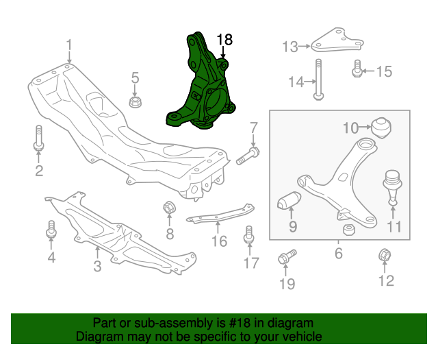 2008-2021 Subaru Housing For Axle, Drivers Side Front Aka Knuckle ...