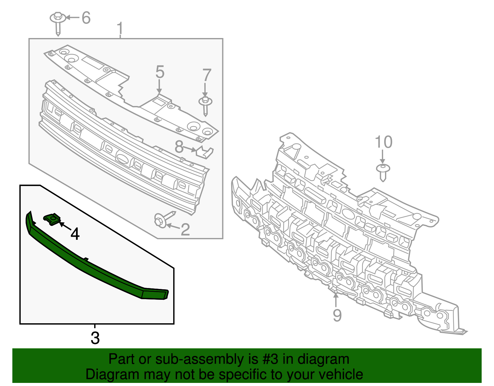 DA8Z-8200-CA - Outer Grille 2013-2019 Ford Flex | Big 3 Auto Parts