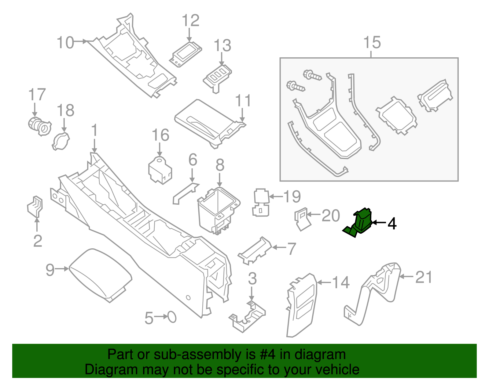 2013-2019 Nissan Sentra Center Console Rear Bracket 96990-3SG0A ...